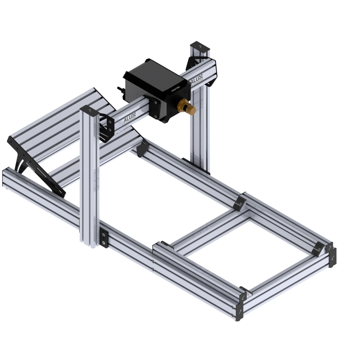 Sim racing rig 4080 zilver DD1/2 sidemount | Aluxprofiel.nl